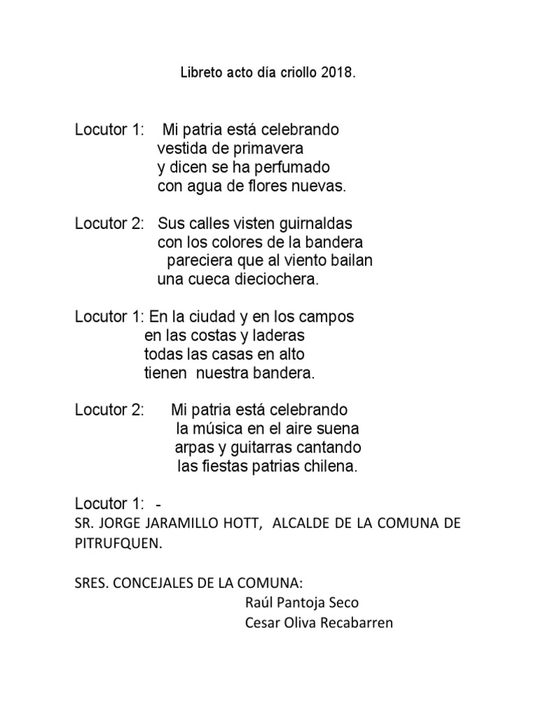 Acto Día Criollo 2018 | PDF | Bailes | Chile