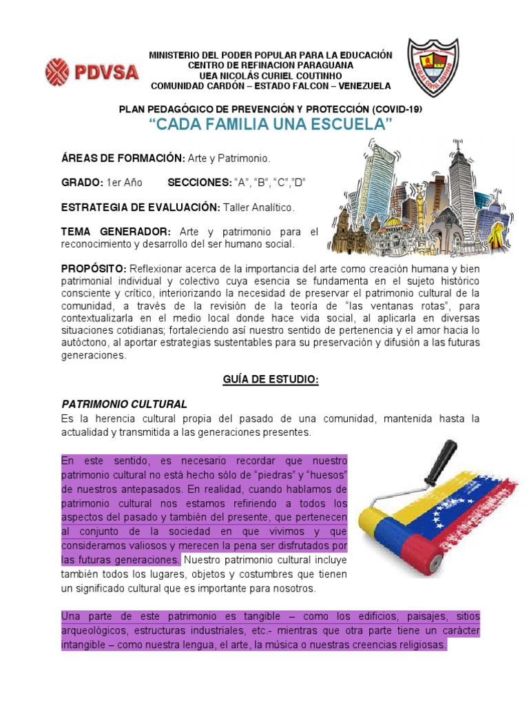 Guia 2 - Arte y Patrimonio 1er Año - Ii Lapso | PDF