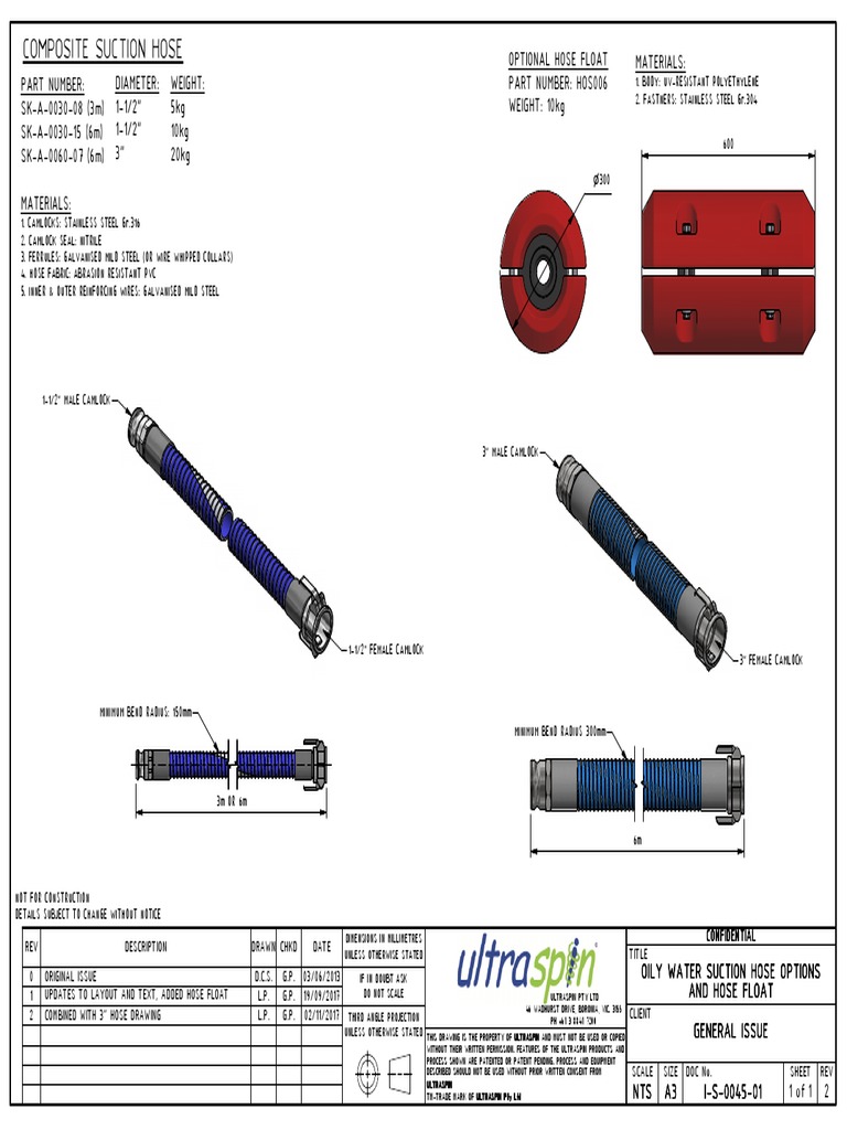 Suction Hoses and Hose Float Drawing | PDF