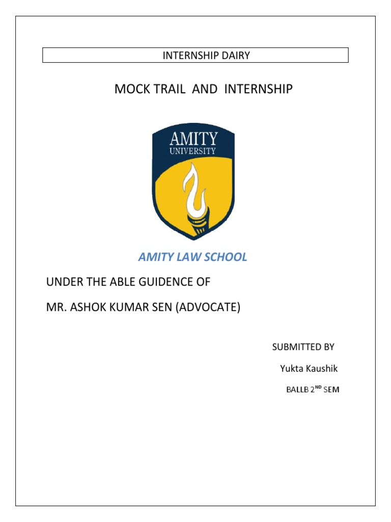 Internship Dairy Yukta Kaushik Ballb 2nd Sem.... | PDF | Government ...