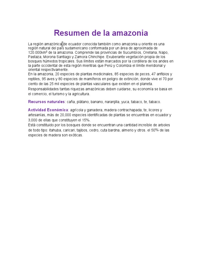 Resumen de La Amazonia | PDF