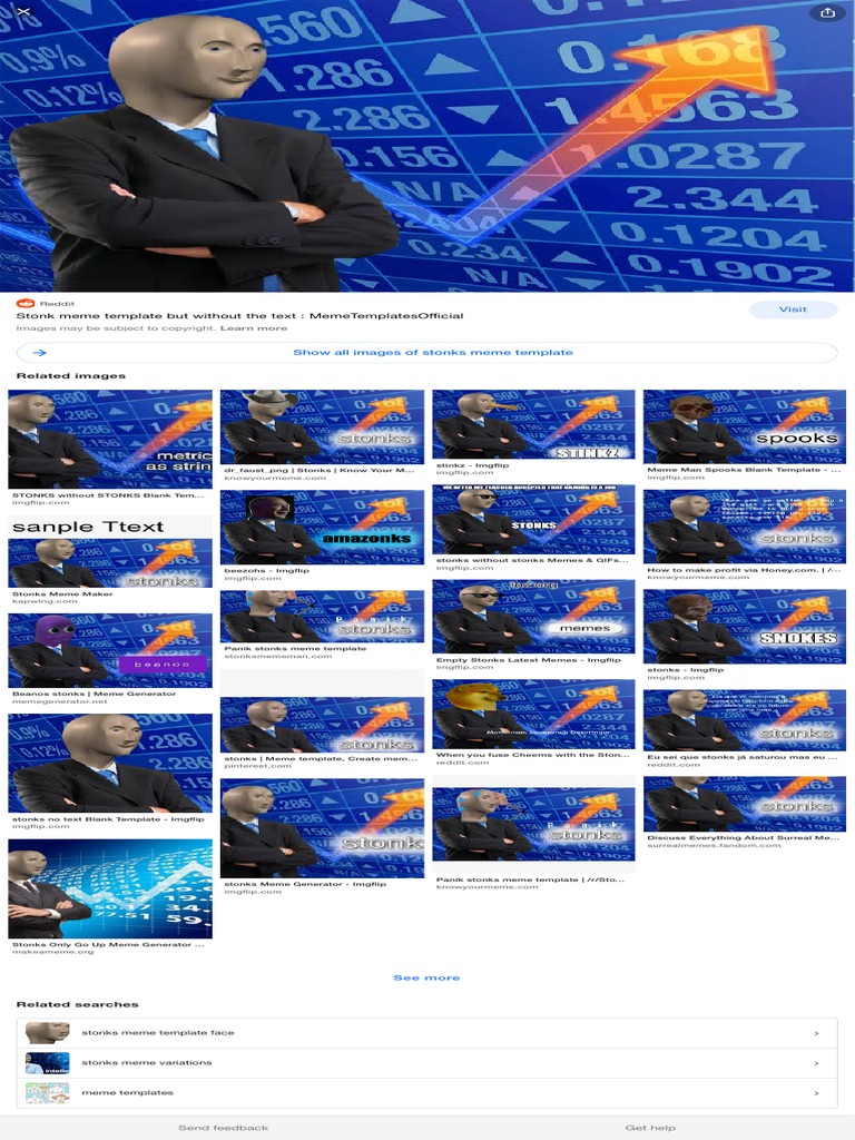 Stonks Meme Template - Google Search | PDF | Stocks | Entertainment