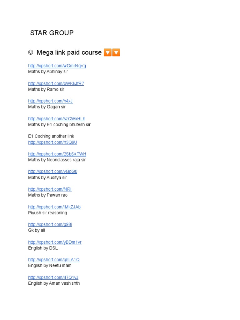 Mega Link Paid Course (STAR GROUP) | PDF