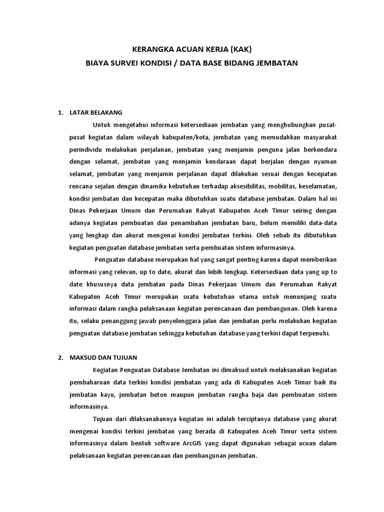 KAK Penguatan Database Jembatan | PDF | Komputer | Teknologi & Rekayasa