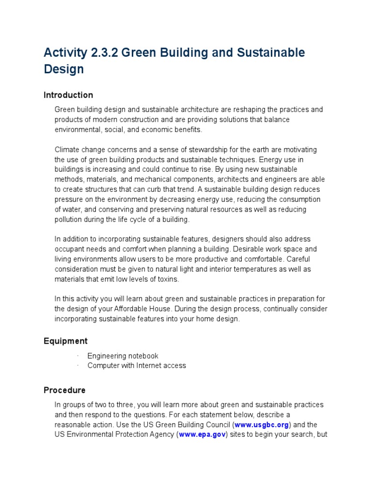 Activity 2 | PDF | Green Building | Sustainability