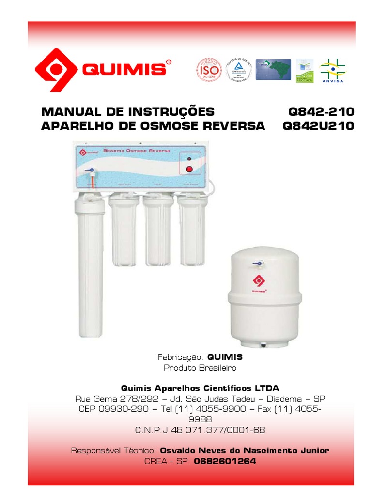 Quimis Osmose Reversa Q842-210 Manual PT | PDF | Química | Science