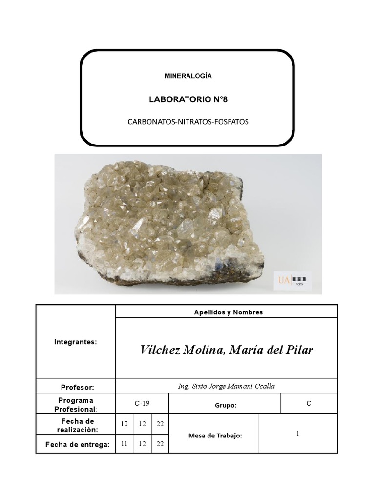 Mineralogia Lab8 | PDF | Minerales | Calcita