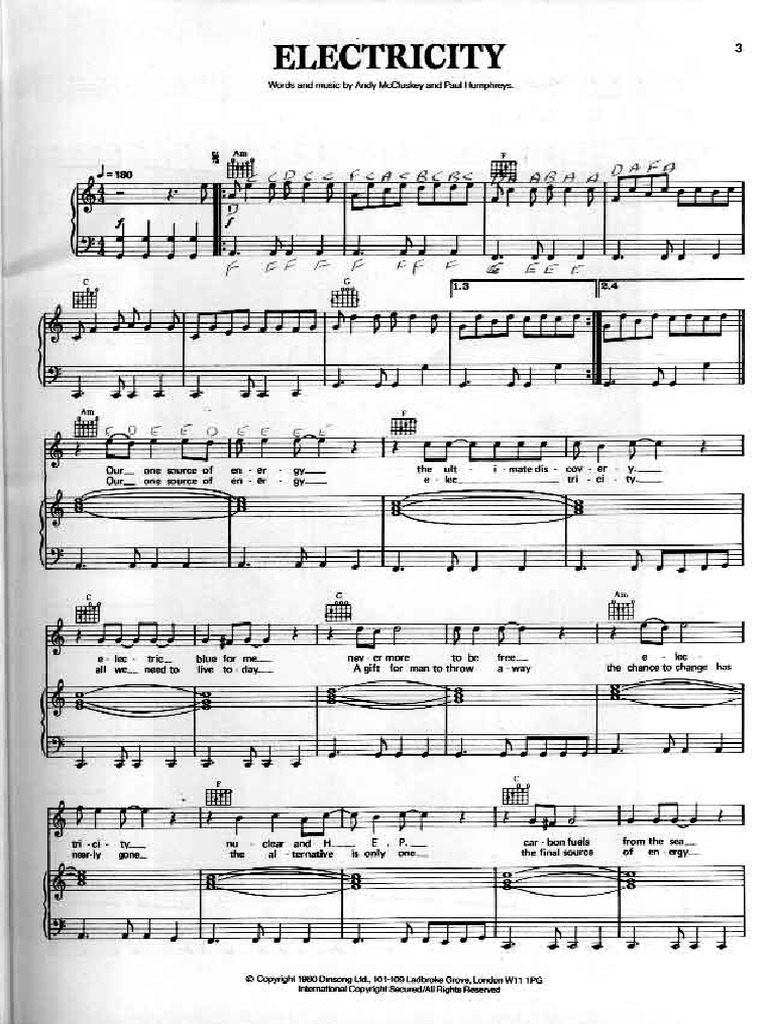 Electricity - Orchestral Manoeuvres in The Dark - The Best of OMD | PDF