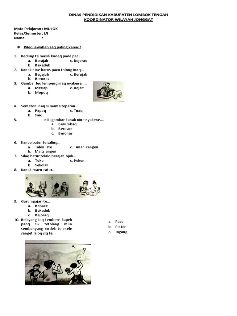 Mulok Kelas 1 | PDF | Seni & Disiplin Bahasa
