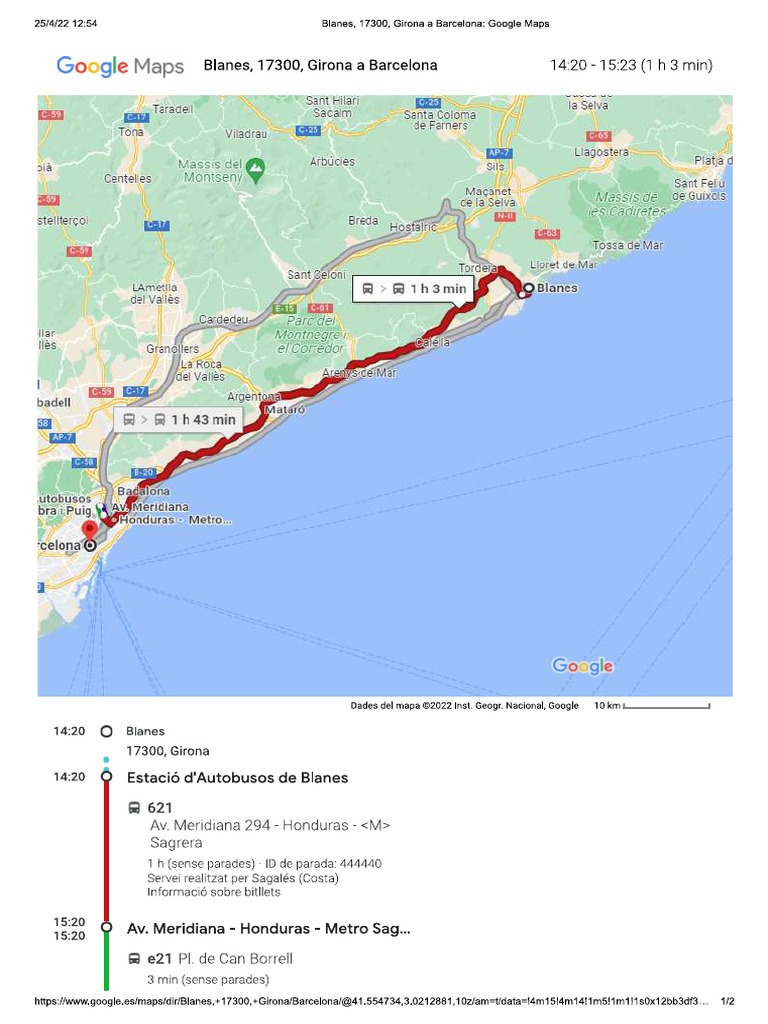 Ruta Blanes Barcelona | PDF
