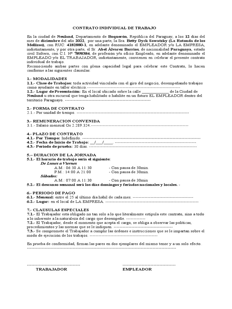 Modelo Basico de Contrato | PDF