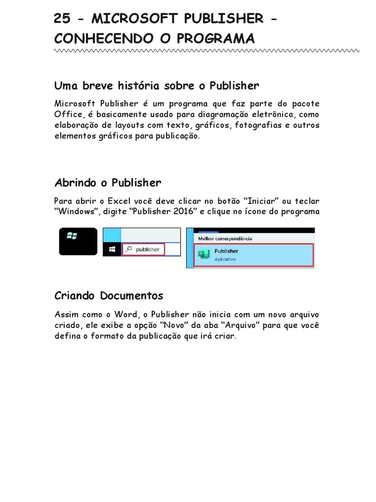 Apostila Publisher | PDF | Teclado de computador | Janela (informática)