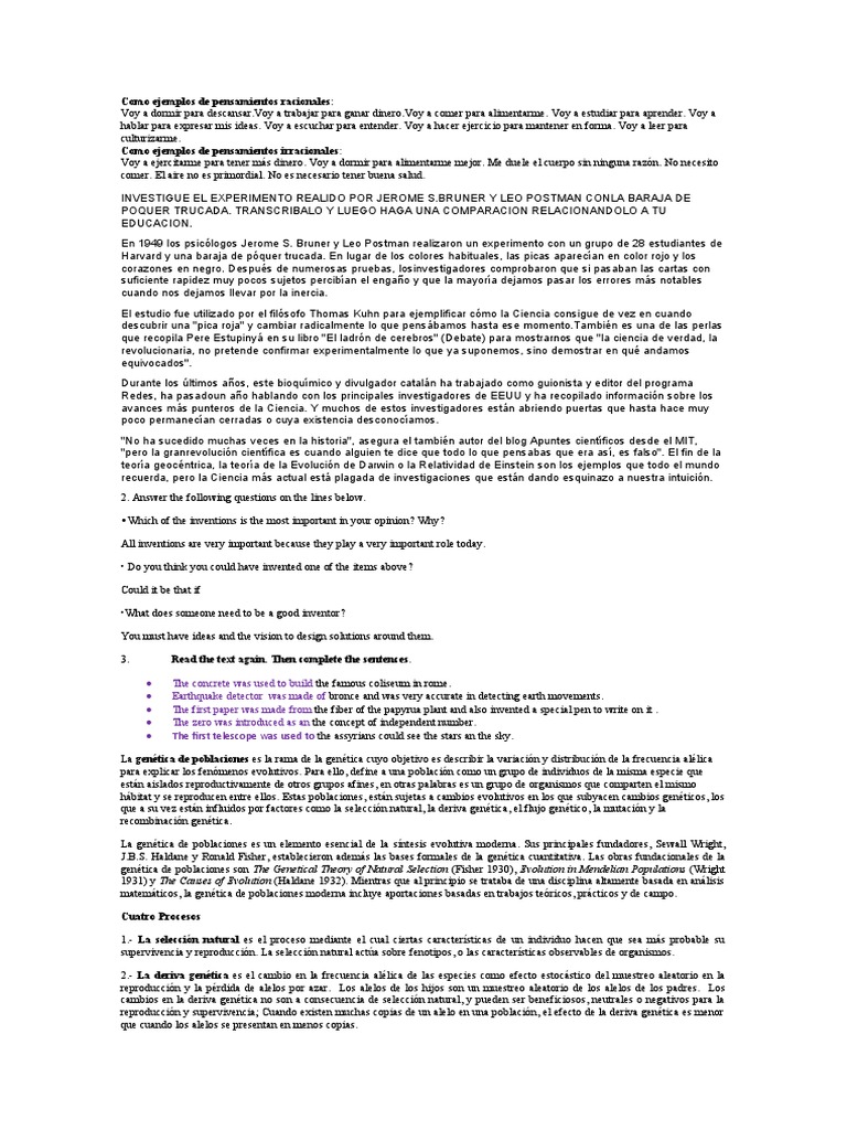 Como Ejemplos de Pensamientos Racionales | PDF | Genética de ...
