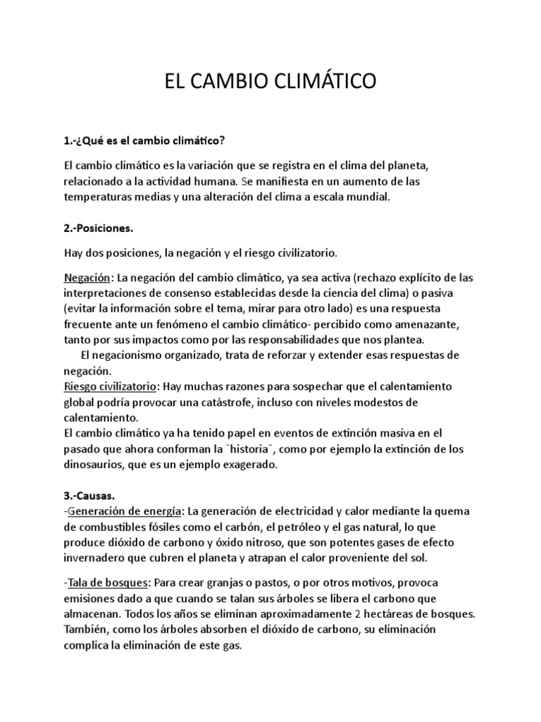 Entendiendo el Cambio Climático | PDF | Gases de efecto invernadero ...