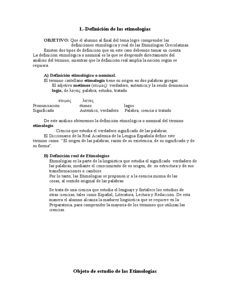 Definición y Importancia de la Etimología | PDF | Palabra | Lingüística