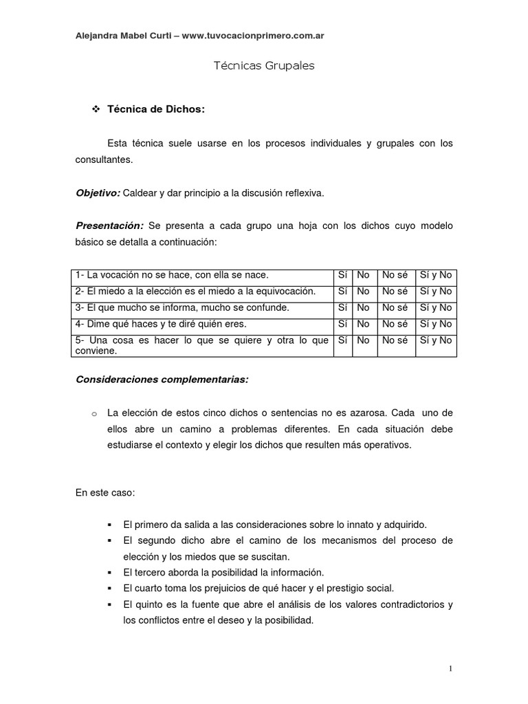Técnicas Grupales | PDF | Adultos