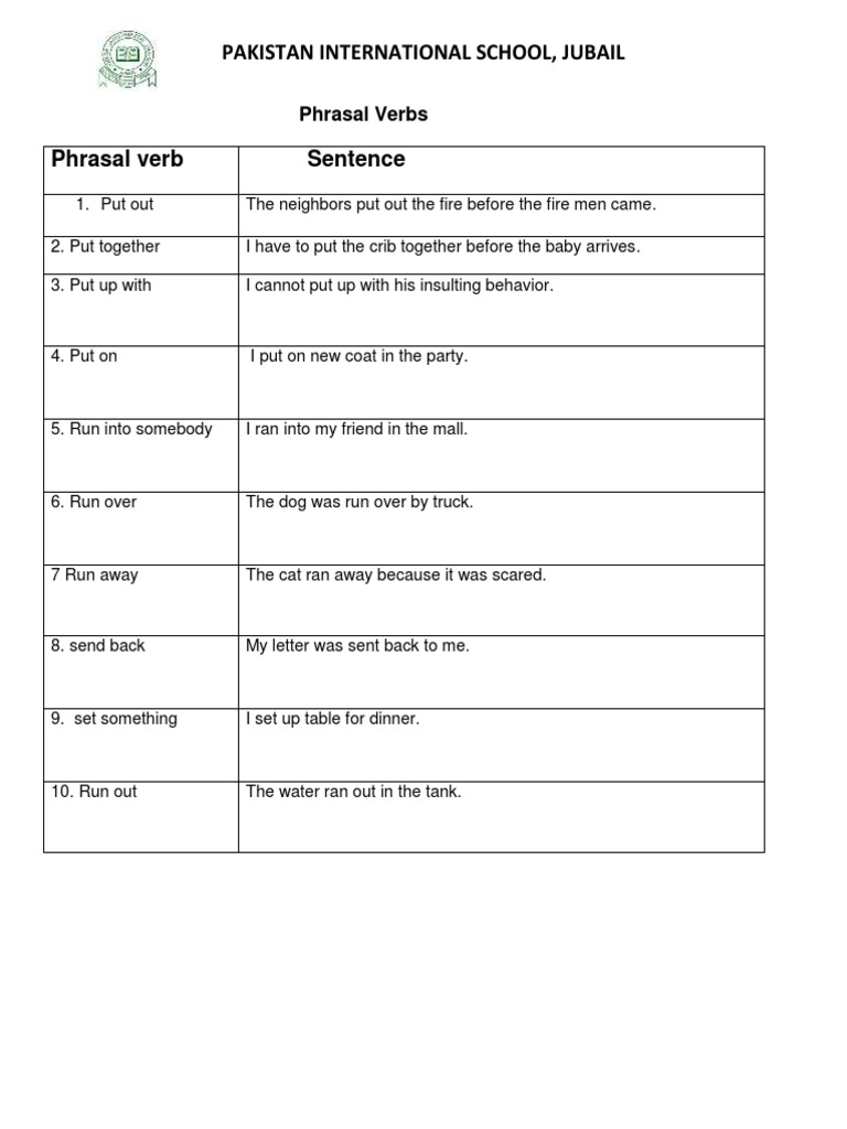 Phrasal Verbs Grade 8 | PDF