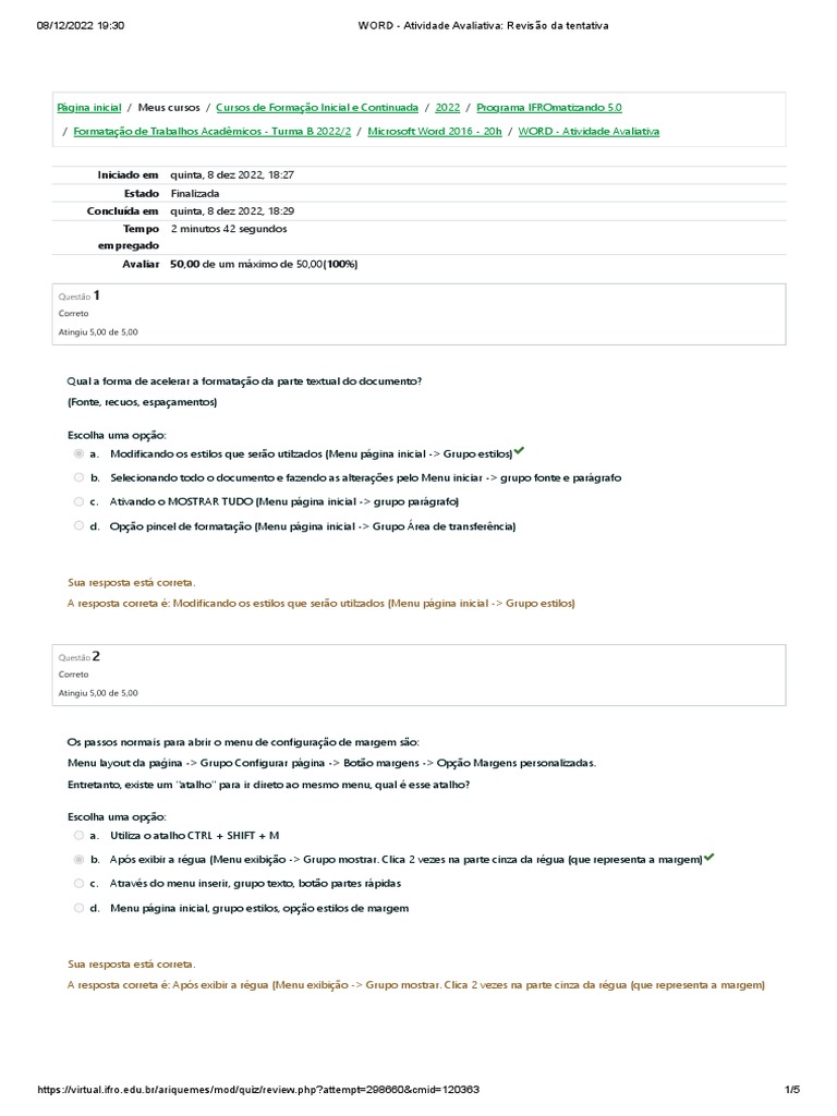 WORD - Atividade Avaliativa - Revisão Da Tentativa | PDF | Informática | Programas