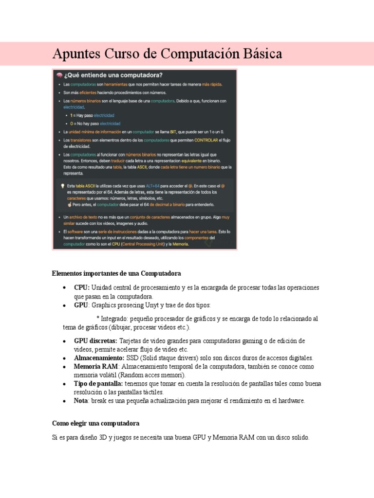 Guía de Computación Básica y Hardware | PDF