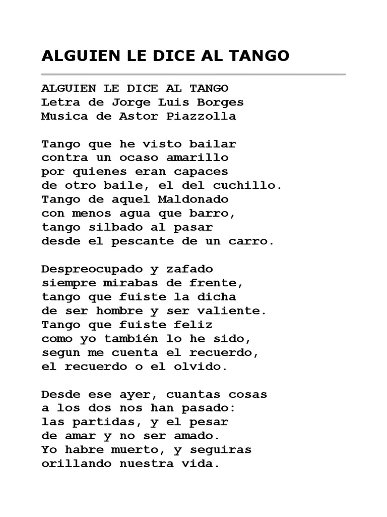 Letra de "Alguien le dice al tango" | PDF | Poesía