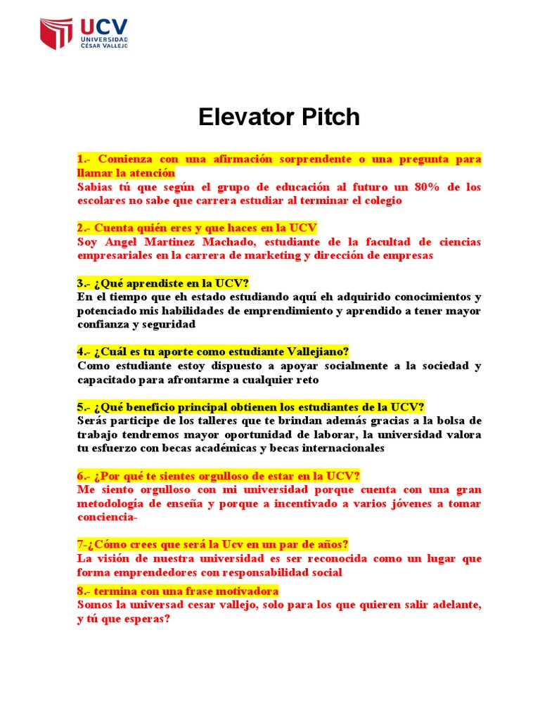 Elevador Pitch | PDF