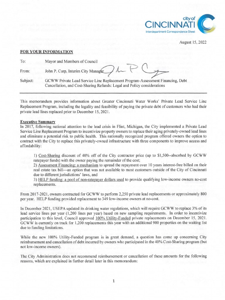 Curp GCWW Memo | PDF