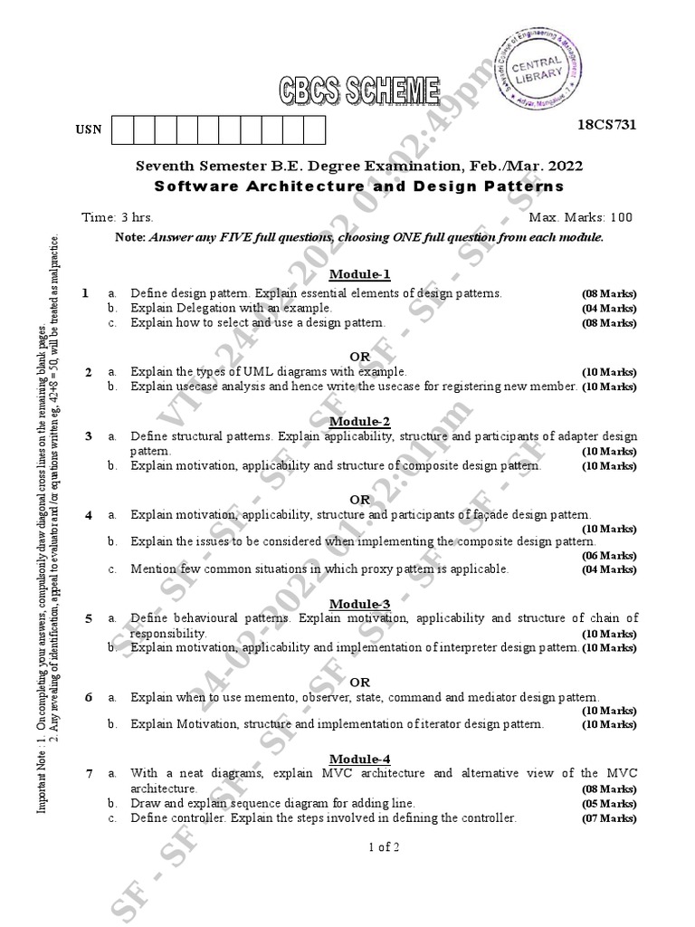 BE 18CS731 7sem Feb March 2022 | PDF | Model–View–Controller | Use Case