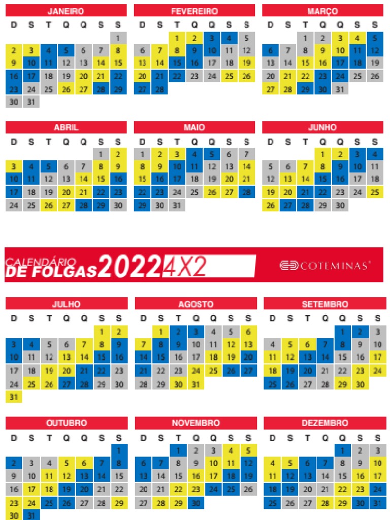 Calendário de Folga 2022 A4 | PDF