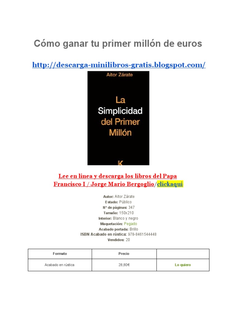 Como Ganar Tu Primer Millon de Euros | PDF