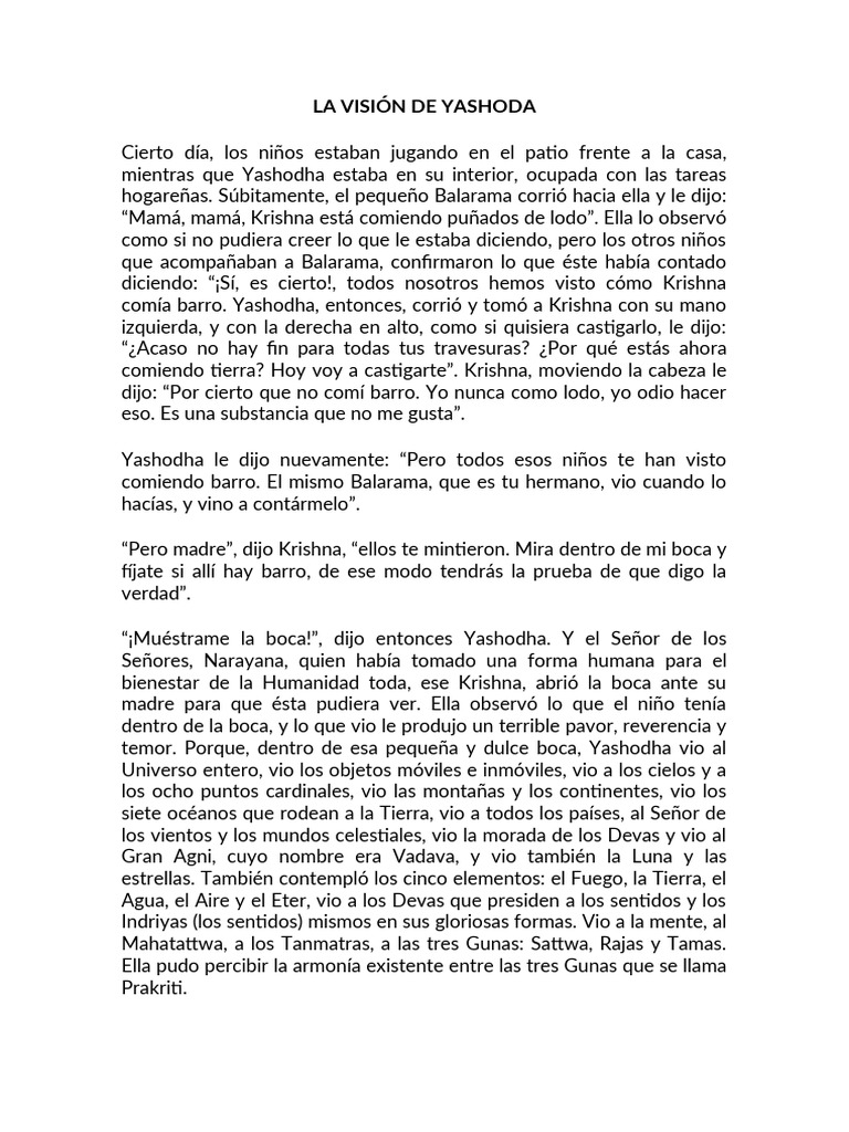 La Visión de Yashoda | PDF | Krishna | Hinduismo