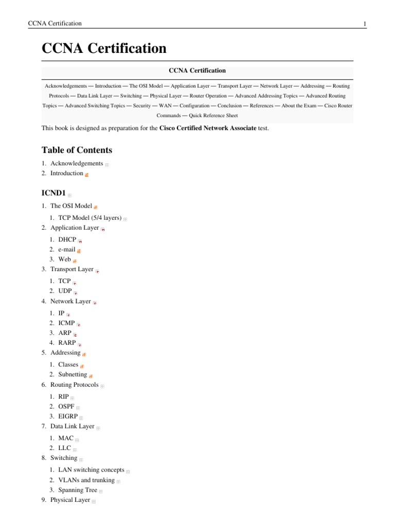 CCNA Certification: Icnd1 | PDF | Cisco Certifications | Computer Network