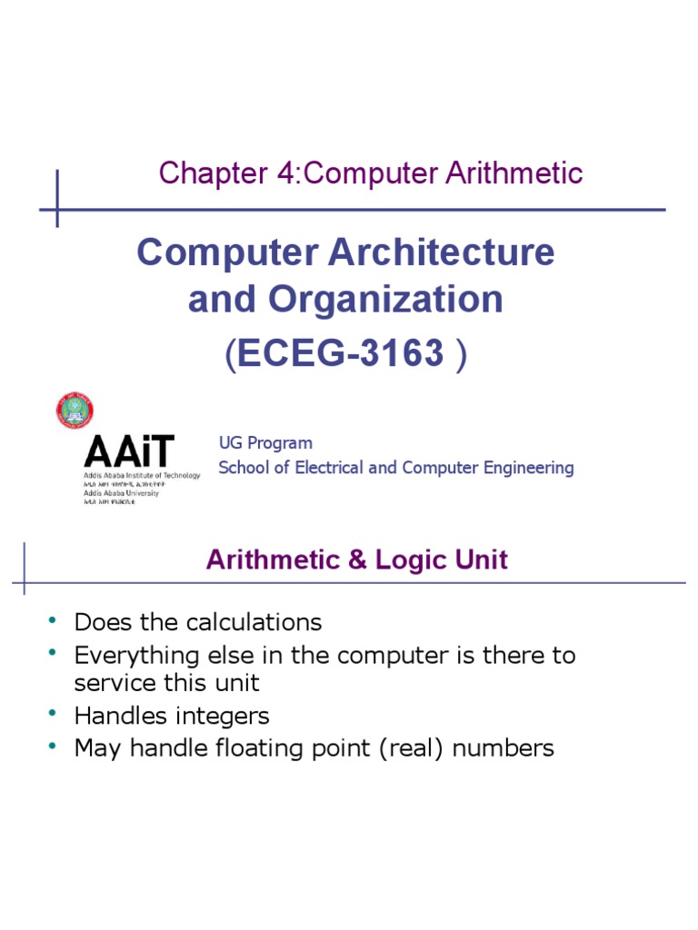 Computer Architecture&O ECEG 3163 04 Computer Arithmetic | PDF ...