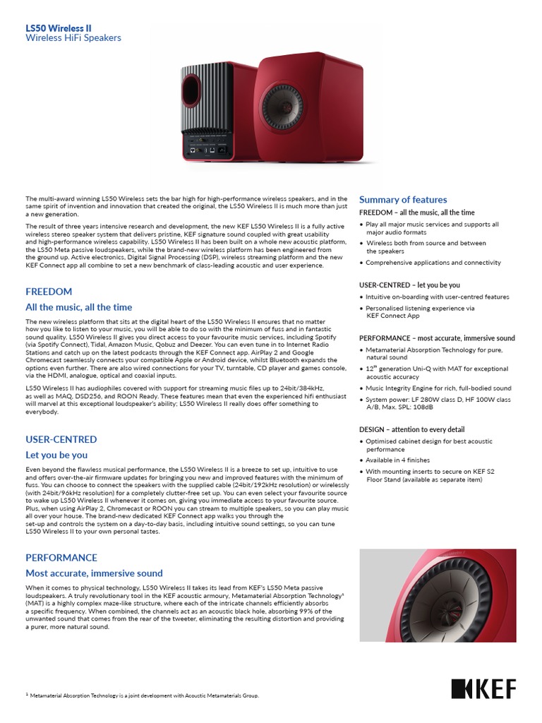 LS50 Wireless II (2) Sheet | PDF | Loudspeaker | Audio Engineering