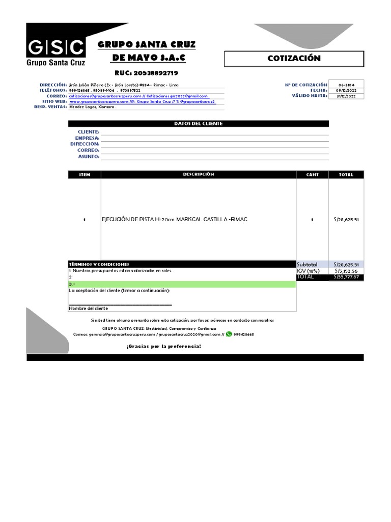 Cotización Rimac | PDF