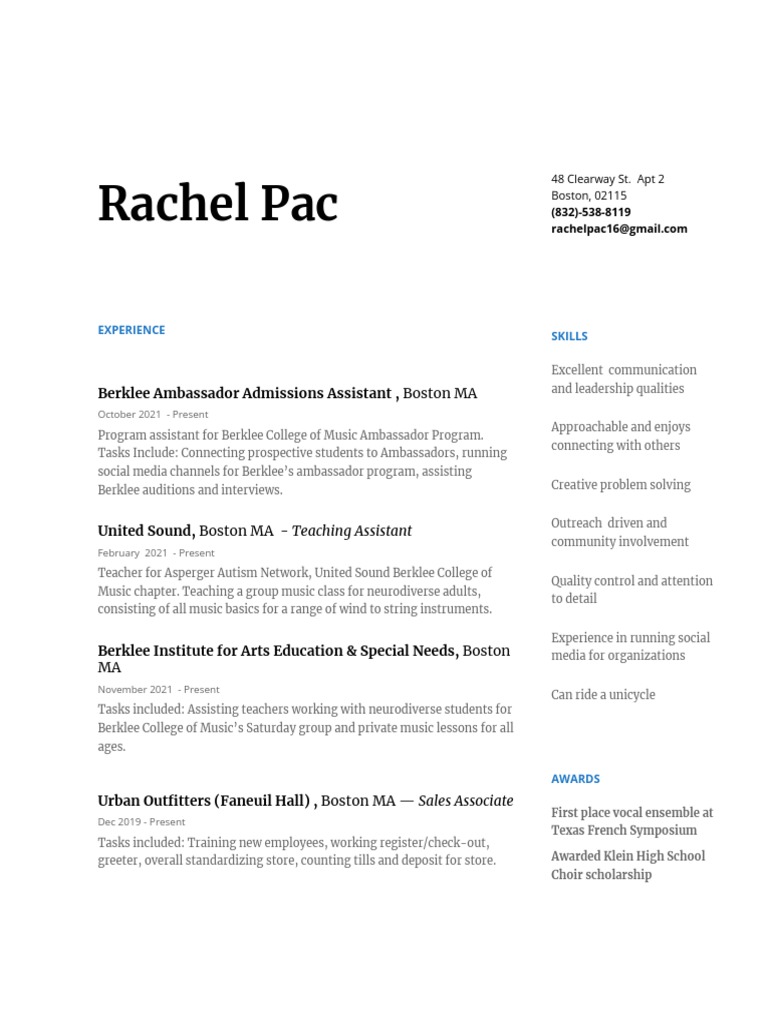 Update Rachel Pac Resume | PDF