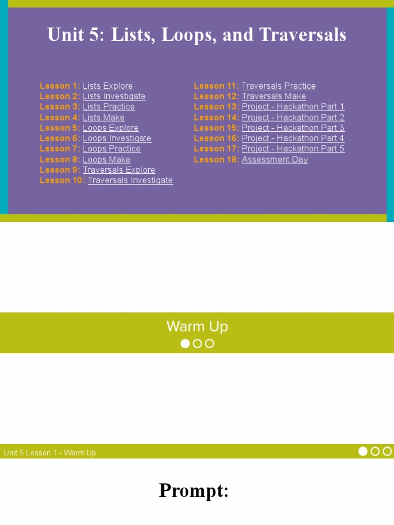 CSP Unit 5 - Lists, Loops, and Traversals | PDF | Control Flow | Computing