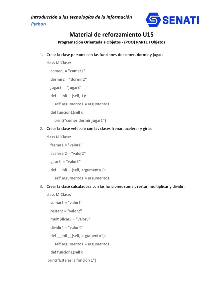 Clases en Python: POO y Ejemplos | PDF
