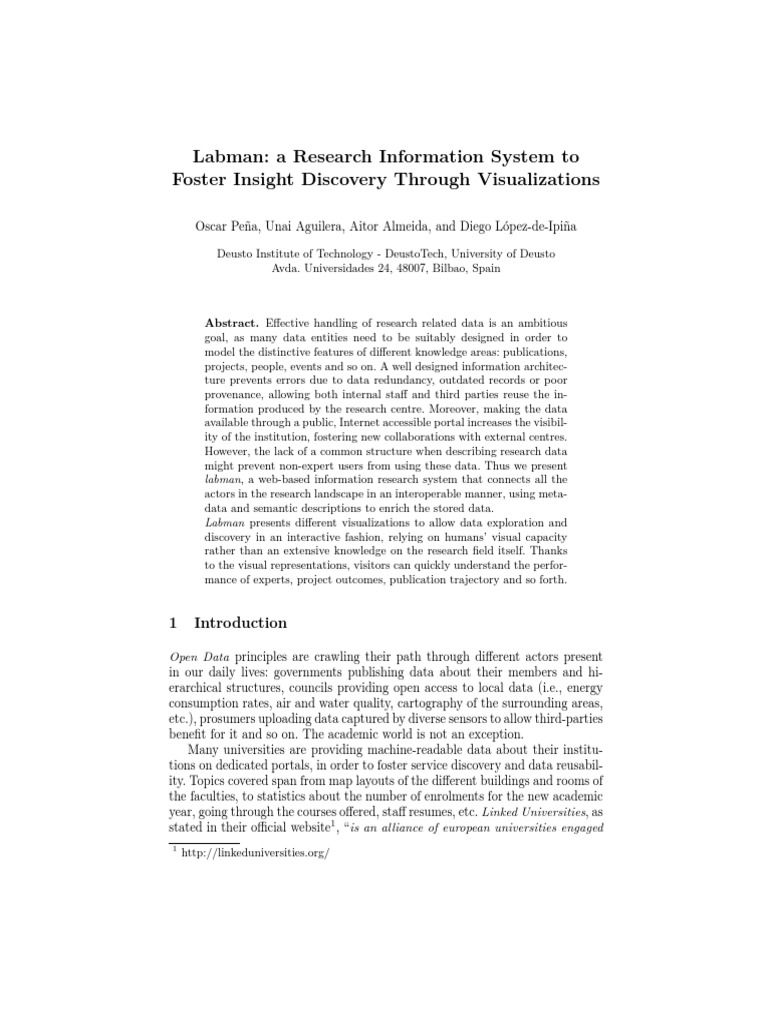 Research Information System Labman Visualizes Data | PDF | Resource Description Framework | Metadata