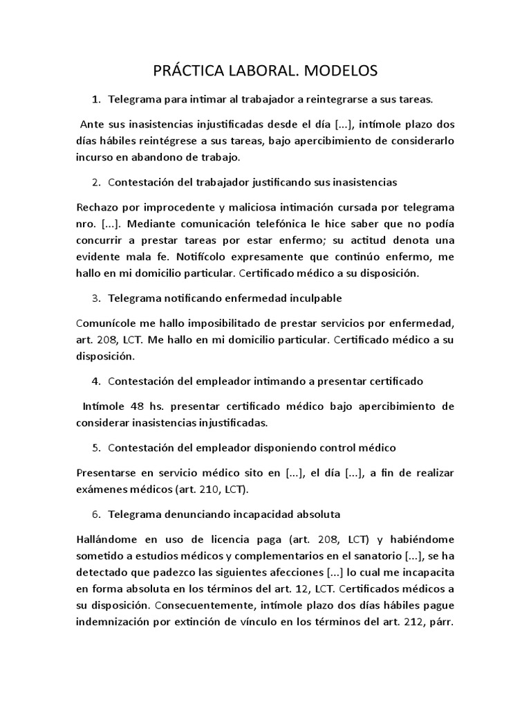Modelos de Telegramas Laborales | PDF | Derecho