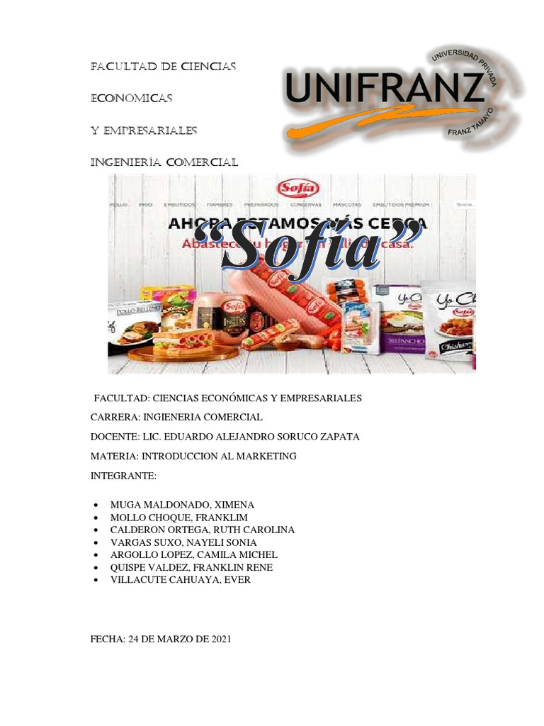 Empresa Sofia | PDF | Marketing | Mercado (economía)