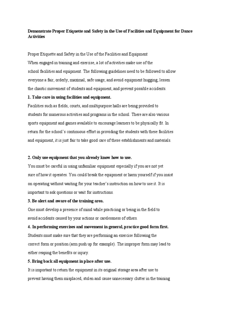 Dance Safety and Etiquette Guidelines | PDF | Dances | Studio