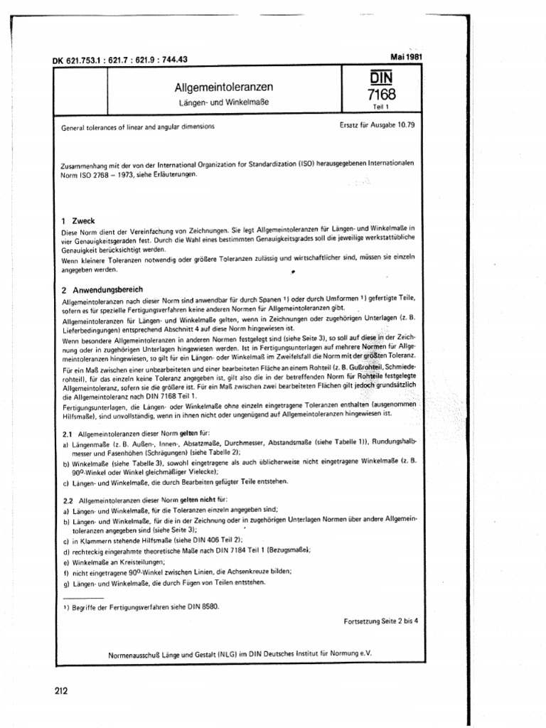 Din 7168 Genel Tolerans Tablosu Ve Hesaplama – FJVAY