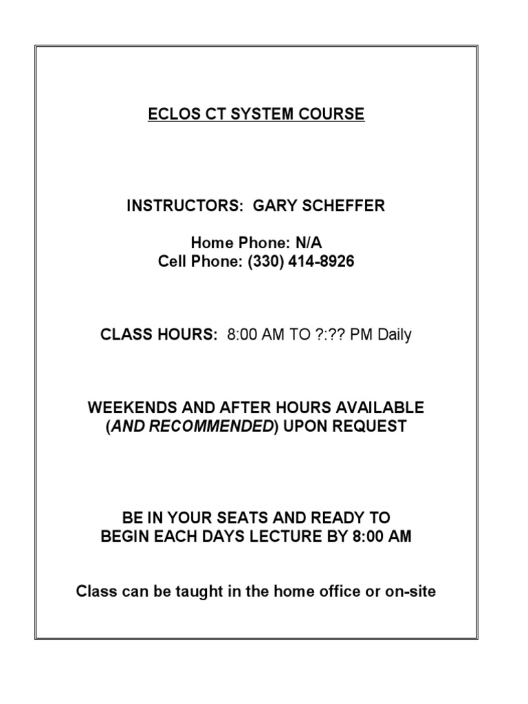ECLOS-Difference Course Outline | PDF | Ct Scan | Medical Imaging