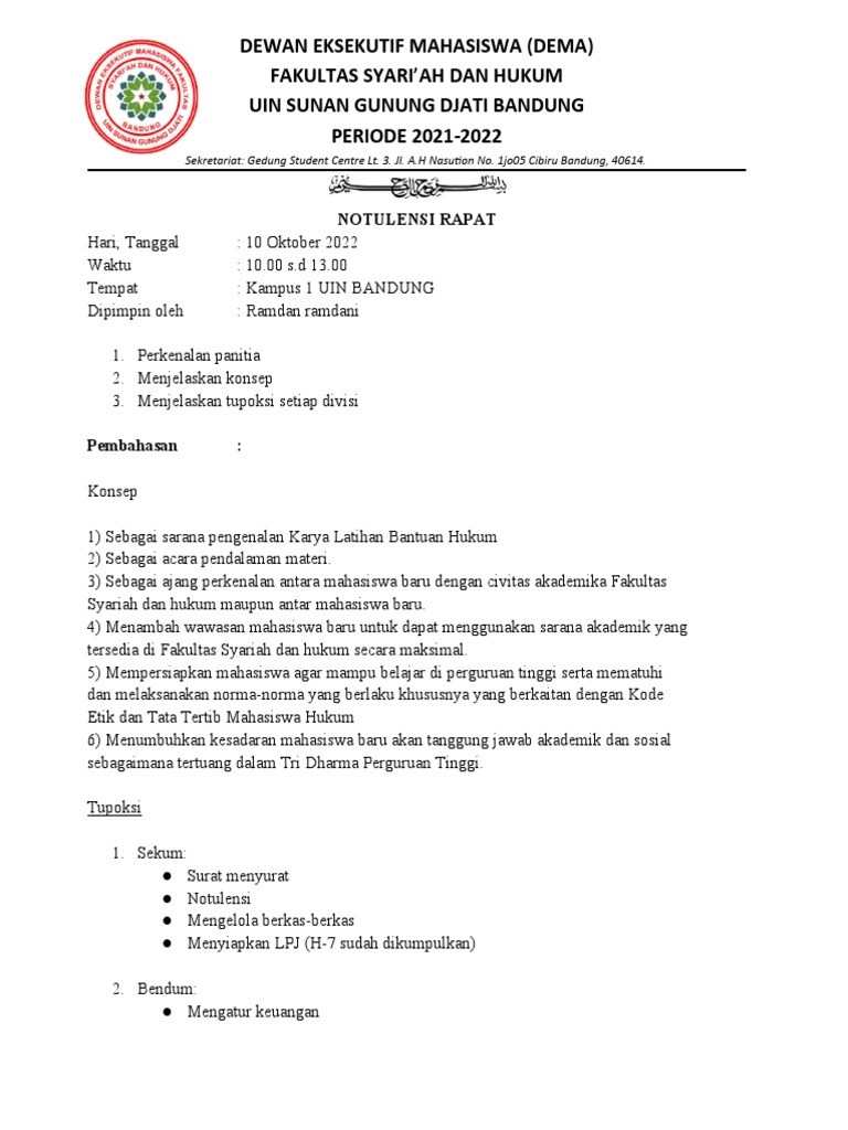 Notulensi Rapat Panitia | PDF