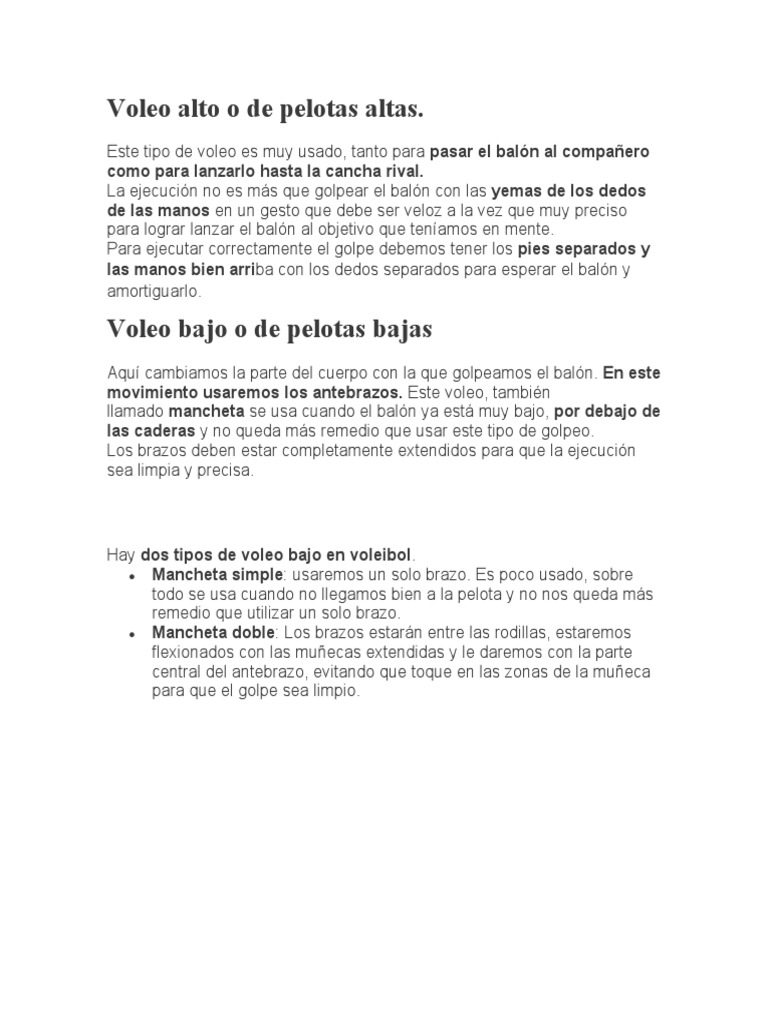 Voleo Alto o de Pelotas Altas | PDF | Deportes y recreación | Hogar y ...