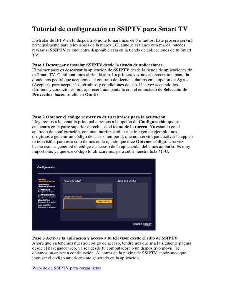 Configuración de SSIPTV en Smart TV LG | PDF | Software de la ...