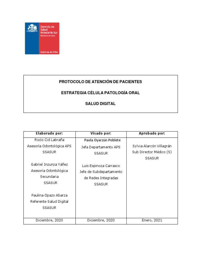 Protocolo Atención Patología Oral SSASUR | PDF | Hospital | Neoplasias