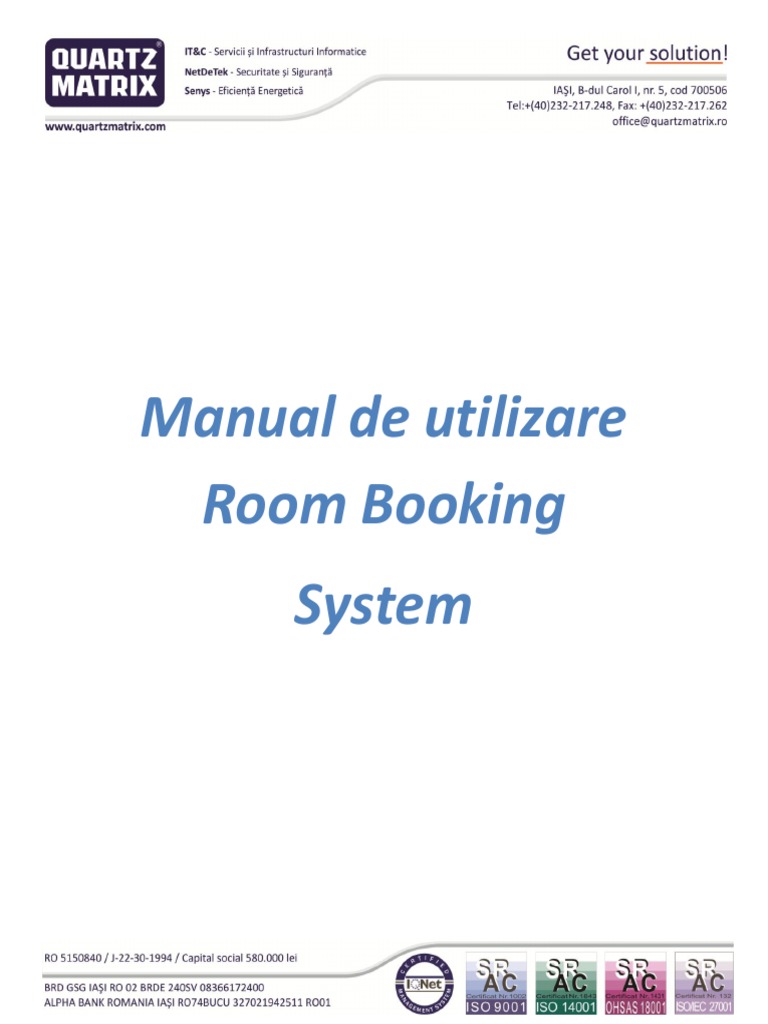 Manual de Utilizare Room Booking System | PDF