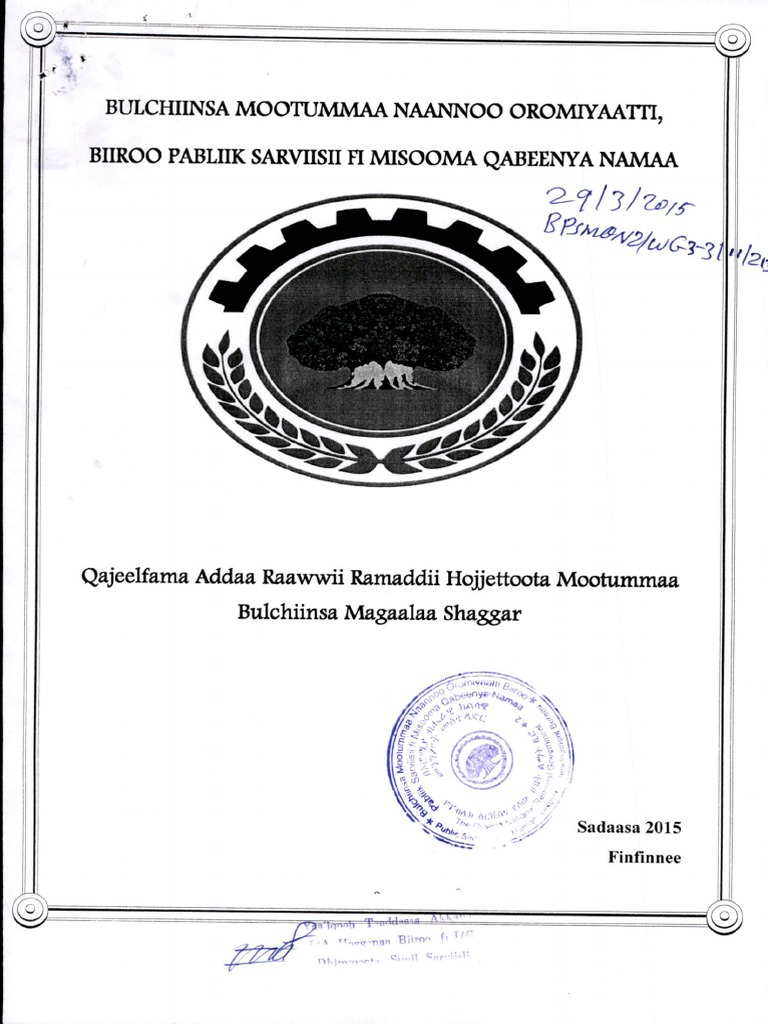 Qajeelfama Addaa Raawwii Ramaddii Hojjeettoota M BMSH | PDF