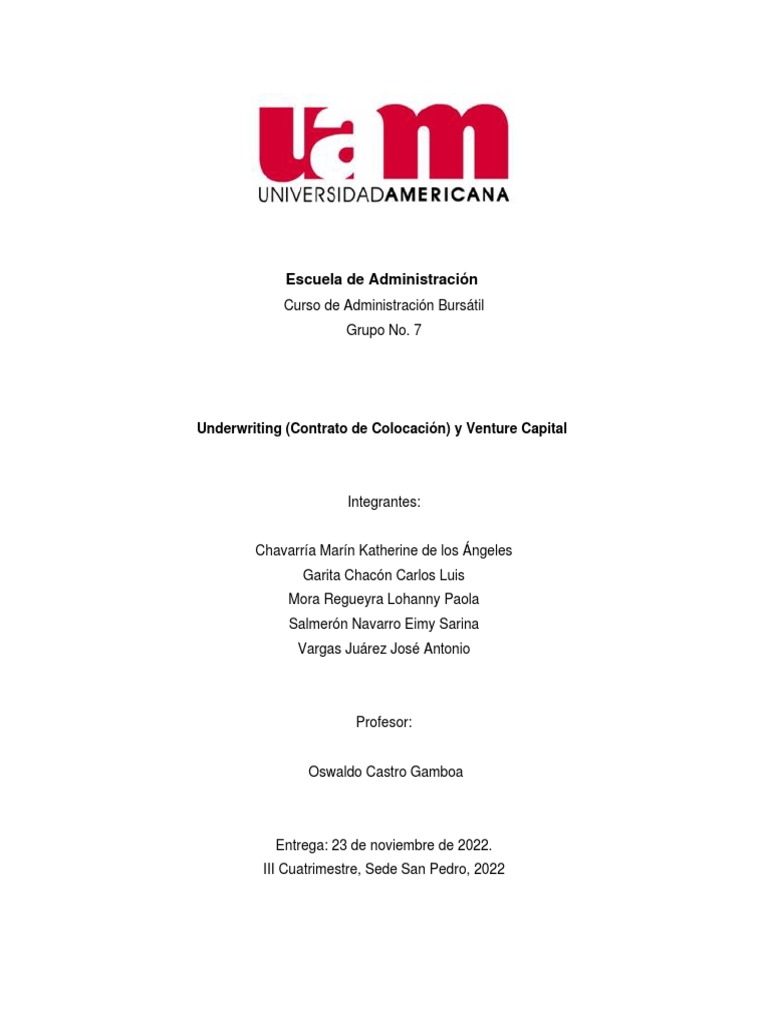 Underwriting y Venture Capital en Finanzas | PDF | Capital de riesgo ...